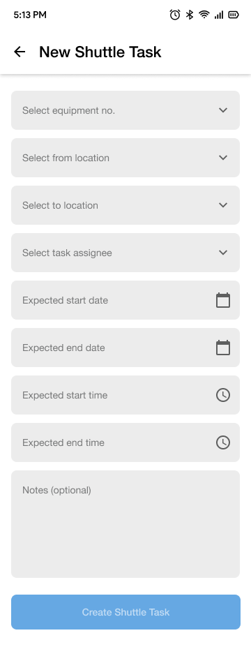 New Shuttle Task – item Help Center